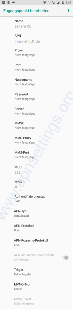 Lebara APN-Einstellungen für Android 2025 - 5G 4G LTE APN Deutschland