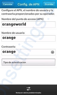 APN de Orange España para Blackberry 2025 - Configuración de APN 5G 4G