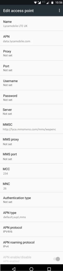 Lycamobile UK Internet Settings for Android 2025 - 5G 4G LTE APN UK