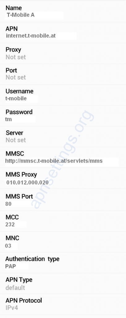 Konfiguracja internetu, MMS T-Mobile dla Android 2025 - 5G 4G APN Settings