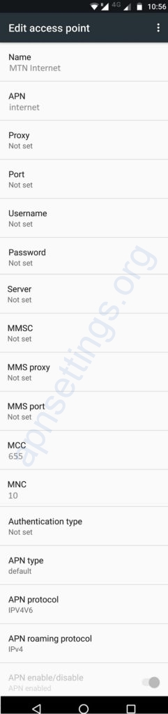 MTN 4G APN Settings for Android South Africa 2025 - 5G 4G APN Settings