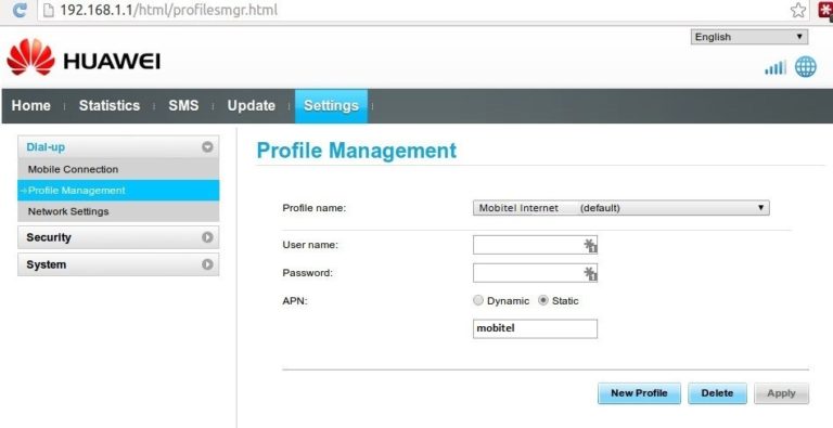 Mobitel Internet Settings for Dongle Huawei 2025 - 5G 4G APN Settings